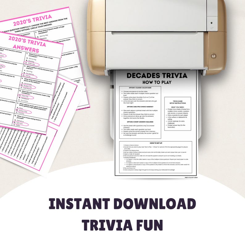 Printable Decades Trivia Game Bundle • 1930s–2020s • 120 Questions ...