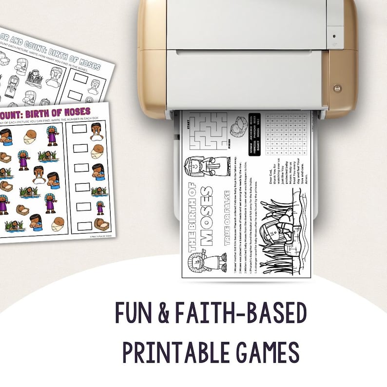 The Birth of Moses Activity Placemat + Find and Count Sheet | Bible ...