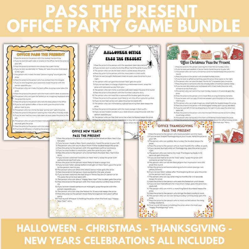Office Party Games Bundle | Printable Pass the Present | Holiday ...
