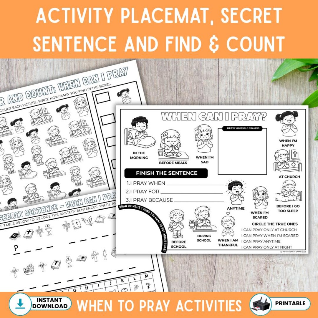 When Can I Pray? Christian Activities for Kids | Printable Prayer ...