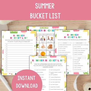 Kids Summer Bucket List: Printable Activities Pack (digital Download - Etsy