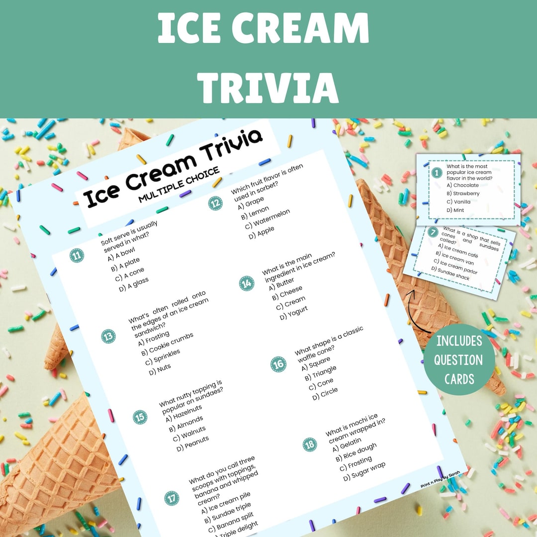 Ice Cream Trivia Printable Summer Trivia Game, Digital Download for ...