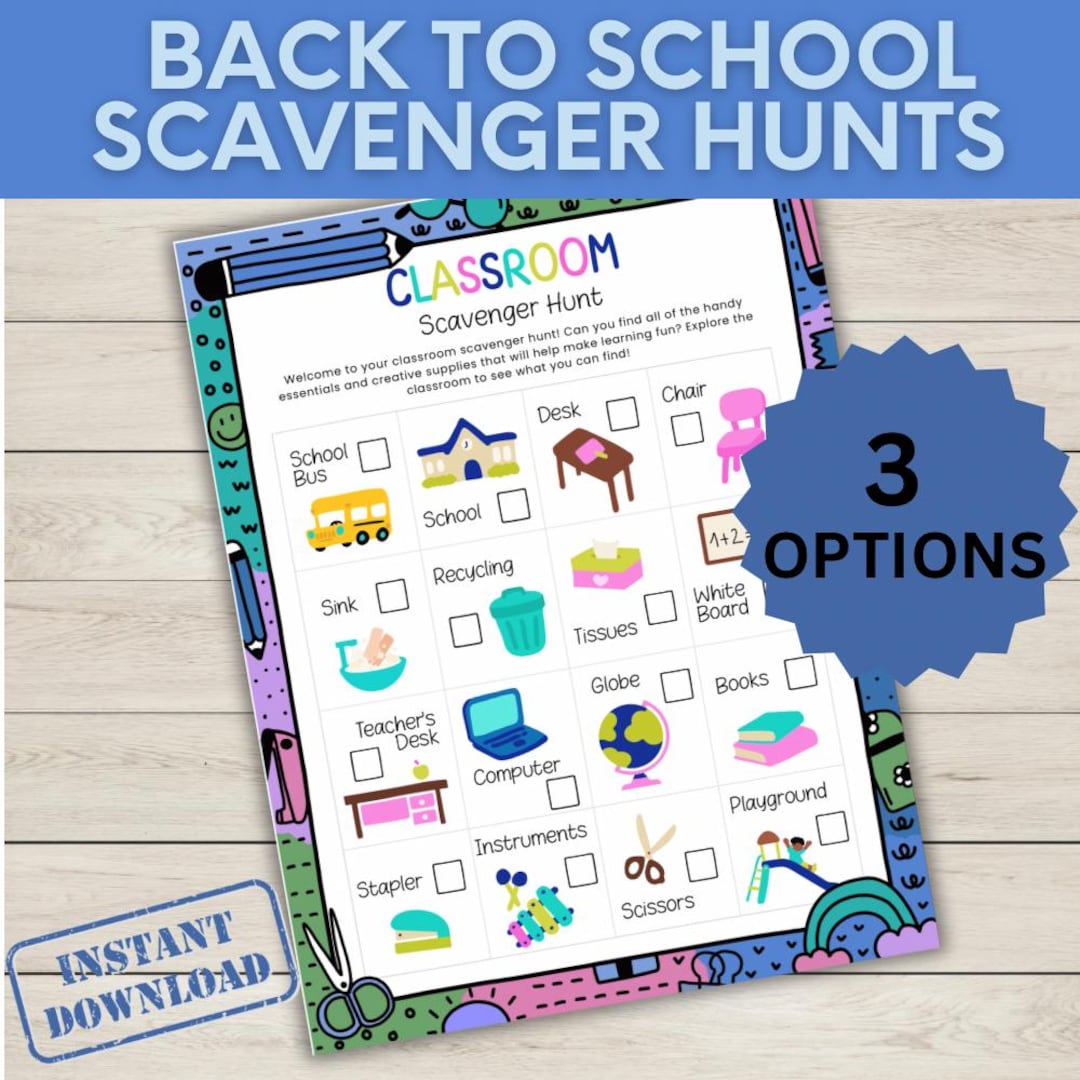 Back to School Scavenger Hunt Printable, Classroom Scavenger Hunt for ...