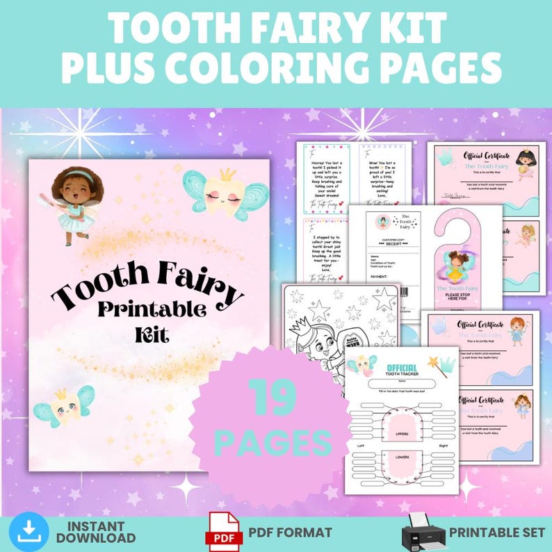 Tooth Fairy Kit for Girls Printable | Letters, Receipts, Certificates ...