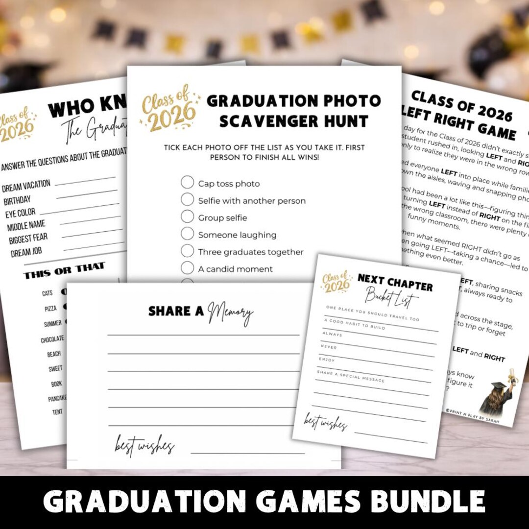 Graduation Party Games Bundle Printable, Class of 2026 Games, Grad ...