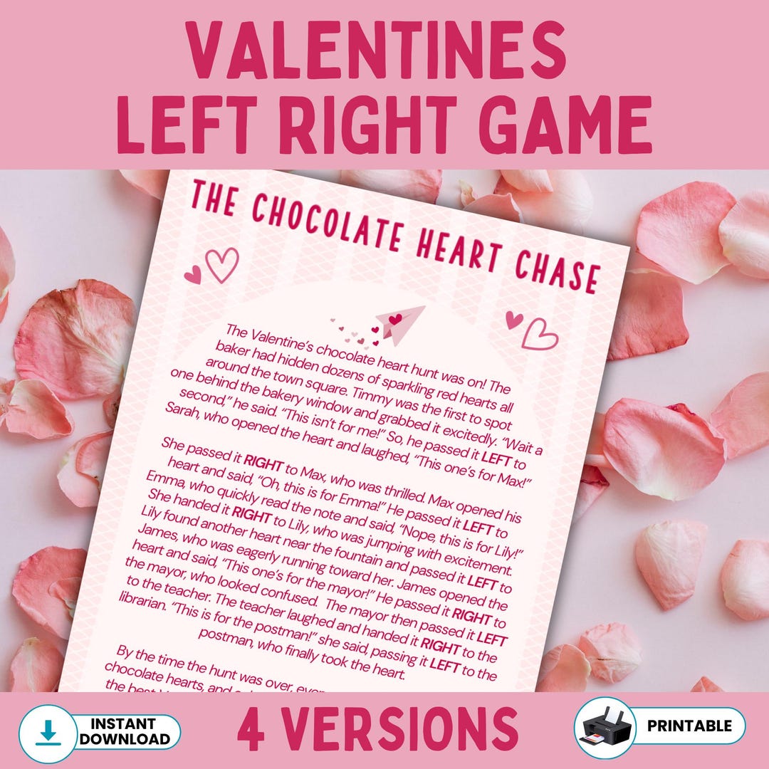 Valentine’s Left Right Game | Pass the Prize Party Game | Printable ...