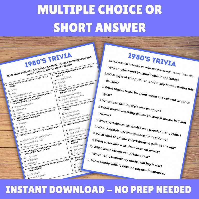 Printable Decades Trivia Game Bundle • 1930s–2020s • 120 Questions ...