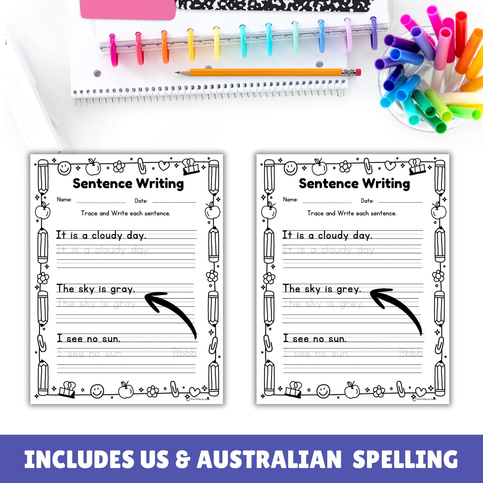 Beginner Sentence Writing Worksheets | 170pages | 500 Simple Sentences ...