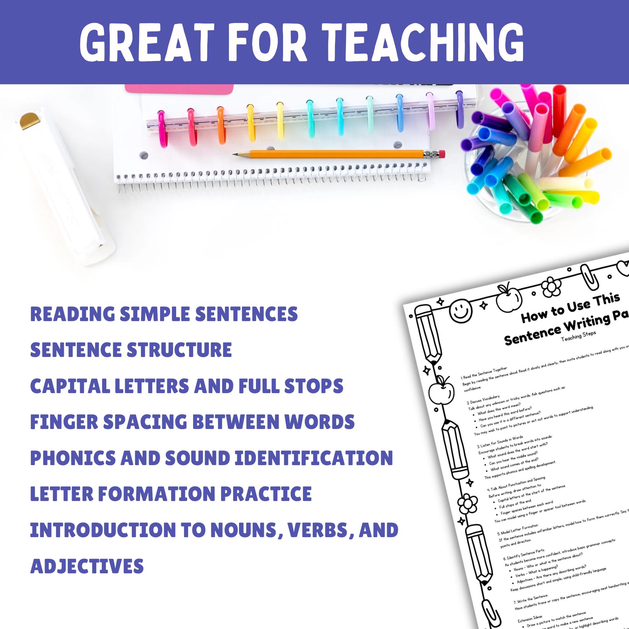 Beginner Sentence Writing Worksheets | 170pages | 500 Simple Sentences ...