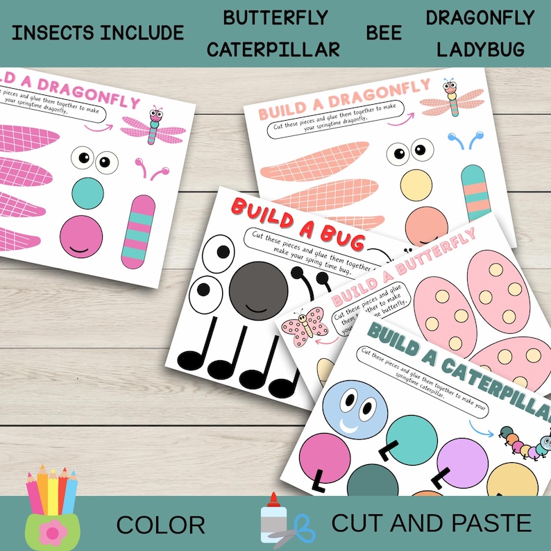 Spring Bug Craft Printable – Cut & Paste Insect Activity for Kids PDF ...