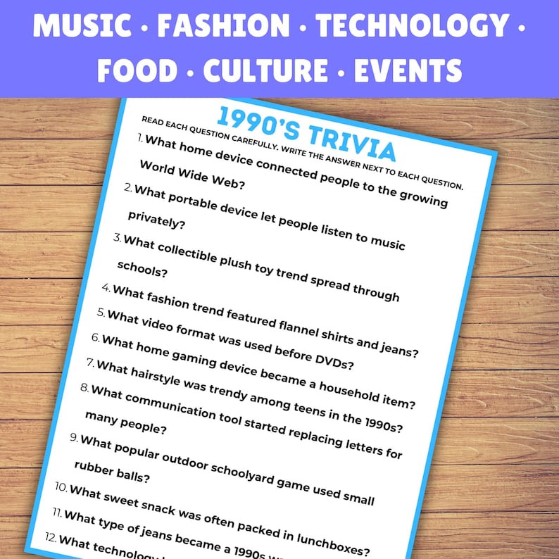 Printable Decades Trivia Game Bundle • 1930s–2020s • 120 Questions ...