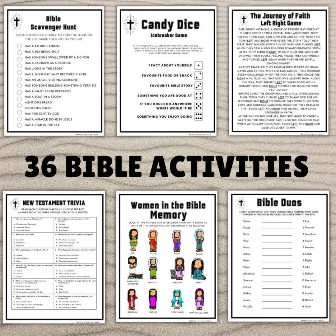 Bible Games Bundle for Kids & Youth | 36 Christian Party Games | Sunday ...