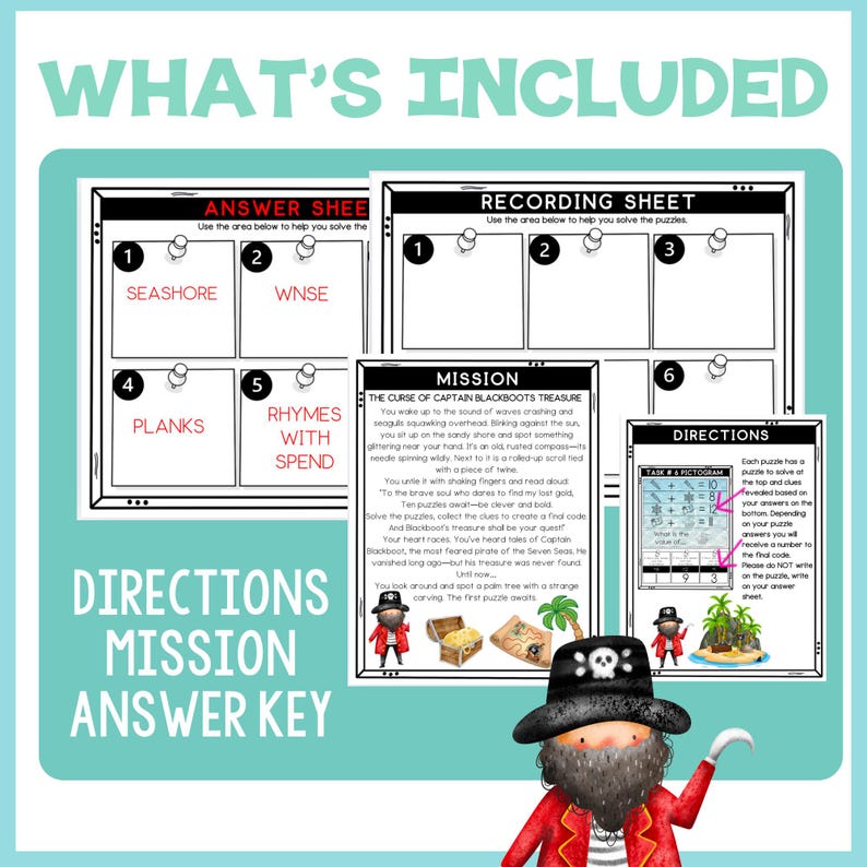 Pirate Escape Room Printable for Kids Aged 7 to 12 Fun Birthday Party ...