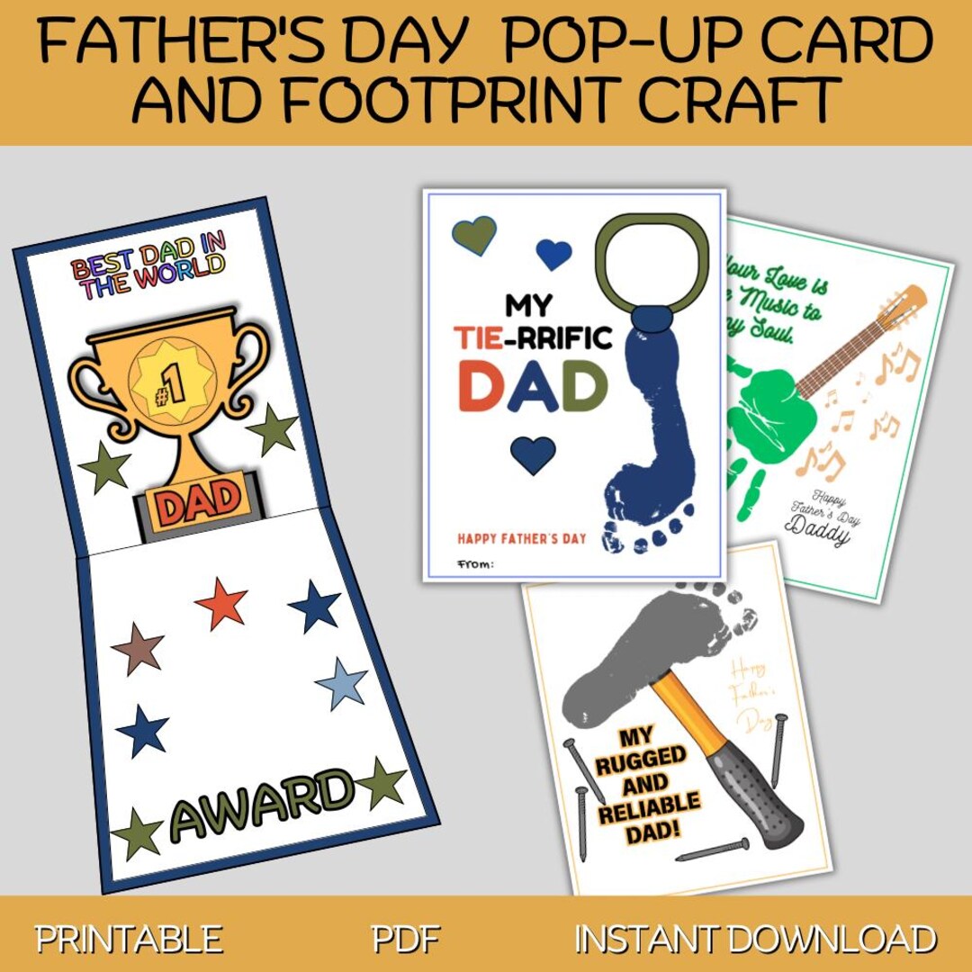Father’s Day Pop up Card, Hand and Footprint Craft Keepsake, First ...