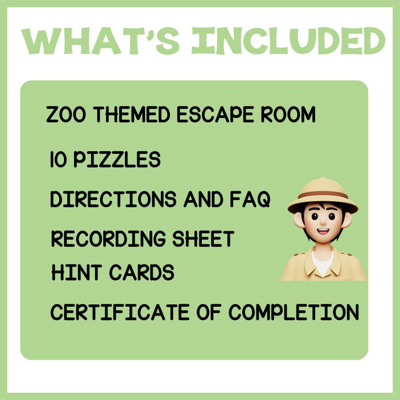 Zoo Escape Room - Printable Escape Room Kit for Children- Escape Room ...
