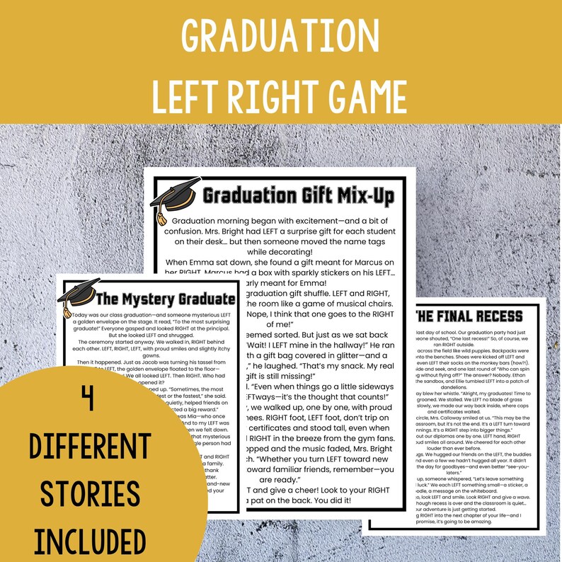 Graduate Left Right Game Grad Printable Activity End of the School Year ...