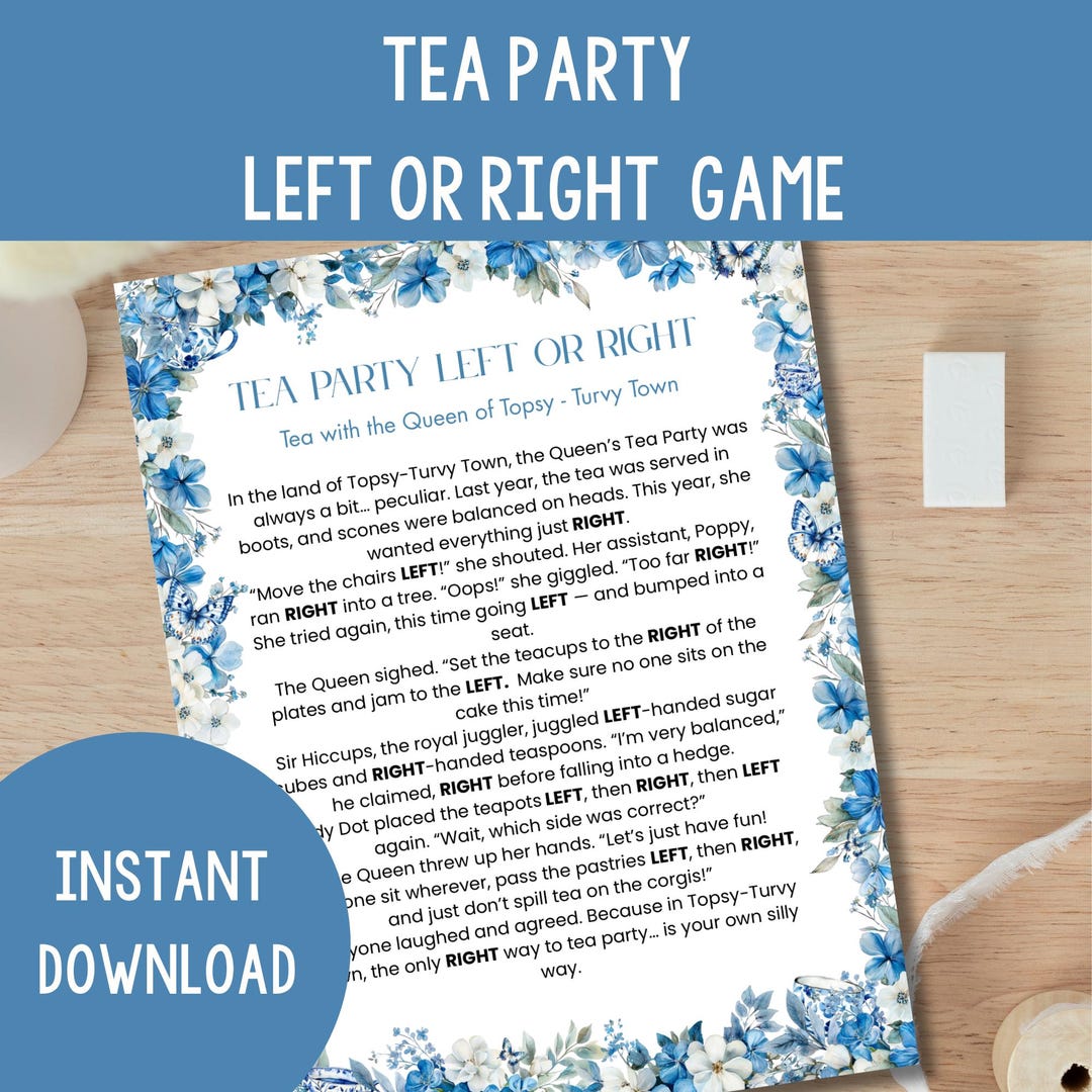 Tea Party Left & Right Game - Fun Party Game for Kids, Moms and Guests ...