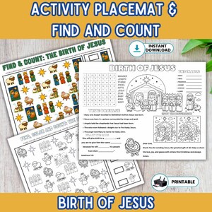 Birth of Jesus Activity Mat Printable | Bible Christmas Activity for ...