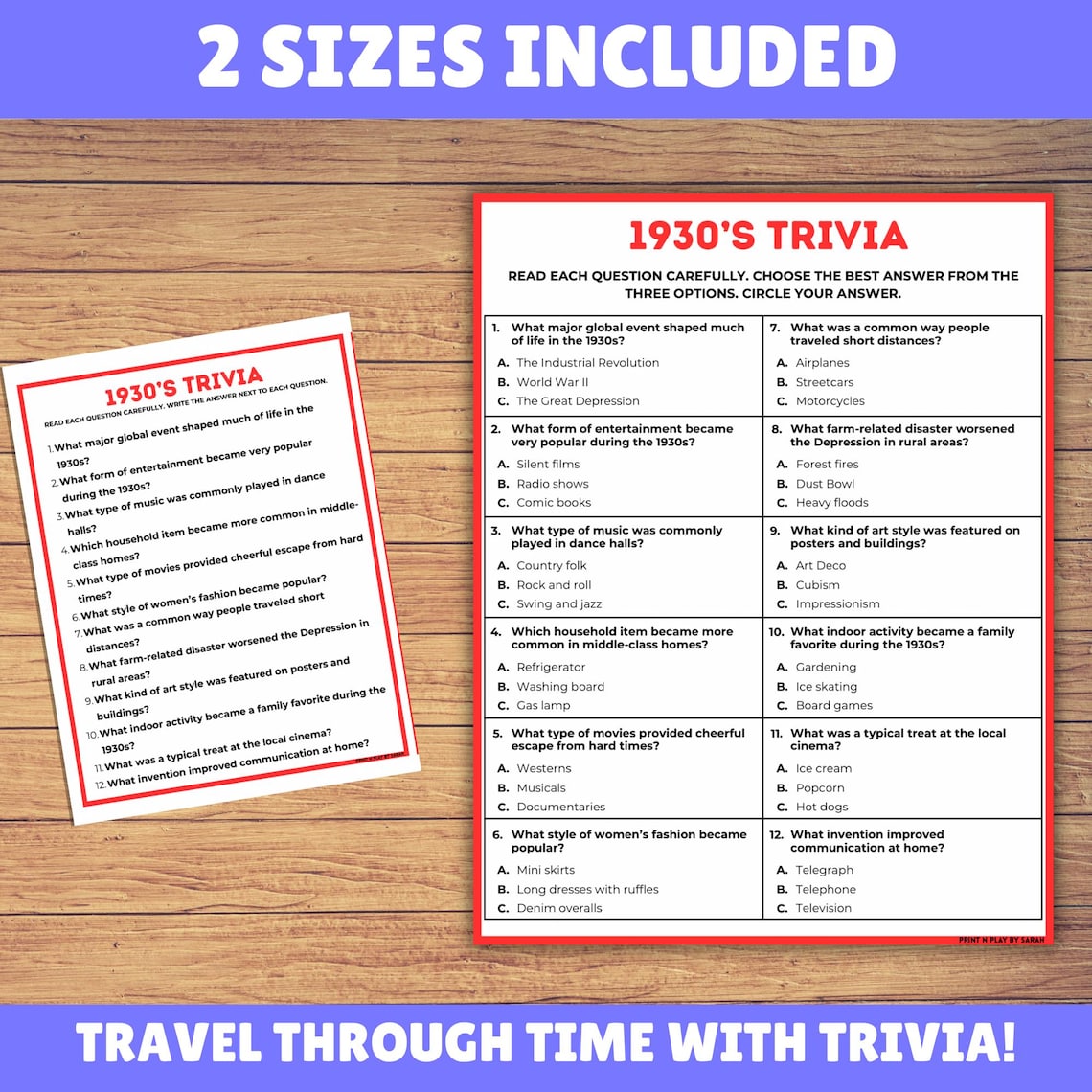 Printable Decades Trivia Game Bundle • 1930s–2020s • 120 Questions ...