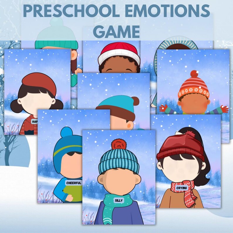 Winter Emotions Matching Activity for Kids | Feelings Face Match ...