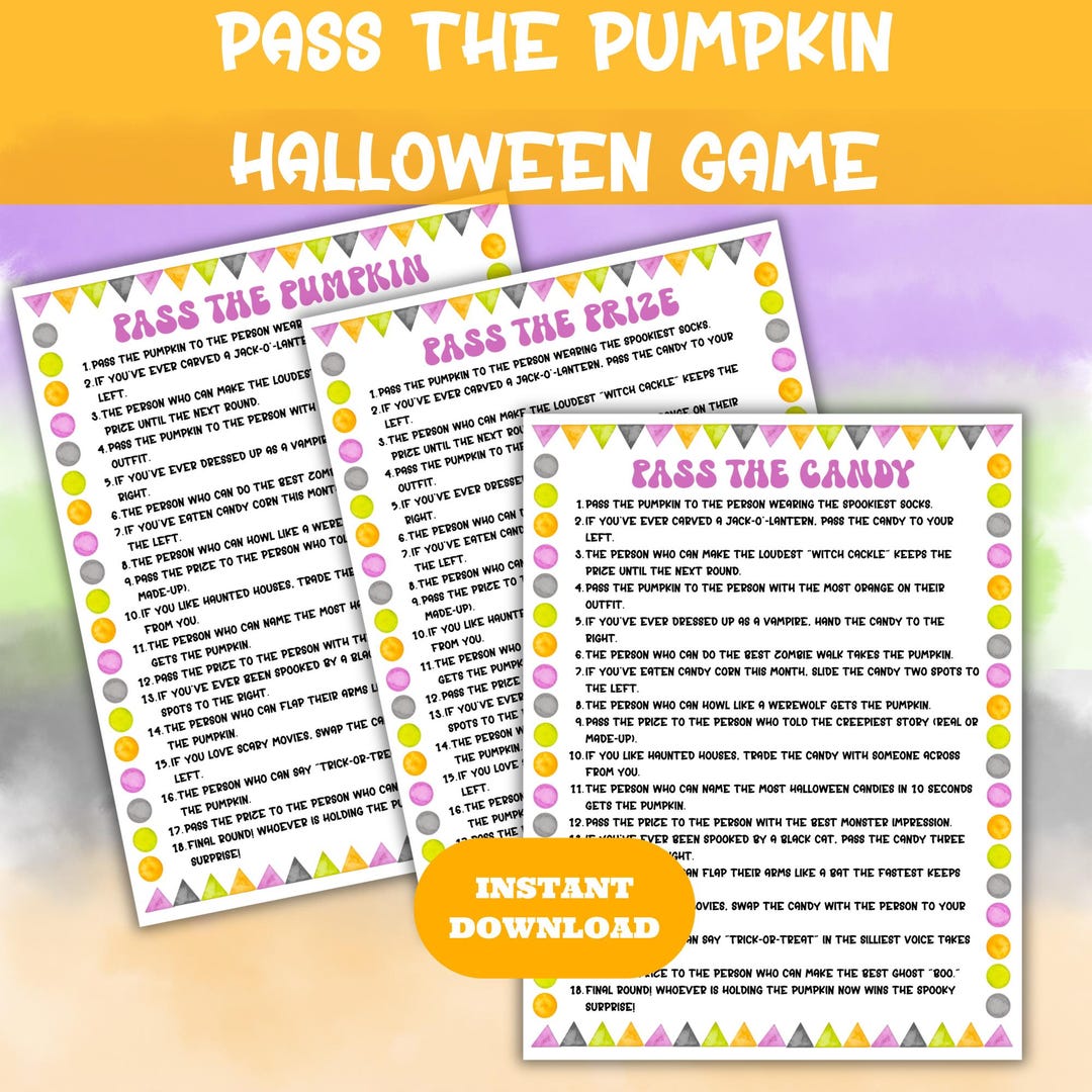 Pass the Pumpkin Game |pass the Prize Halloween Party Printable | Kids ...