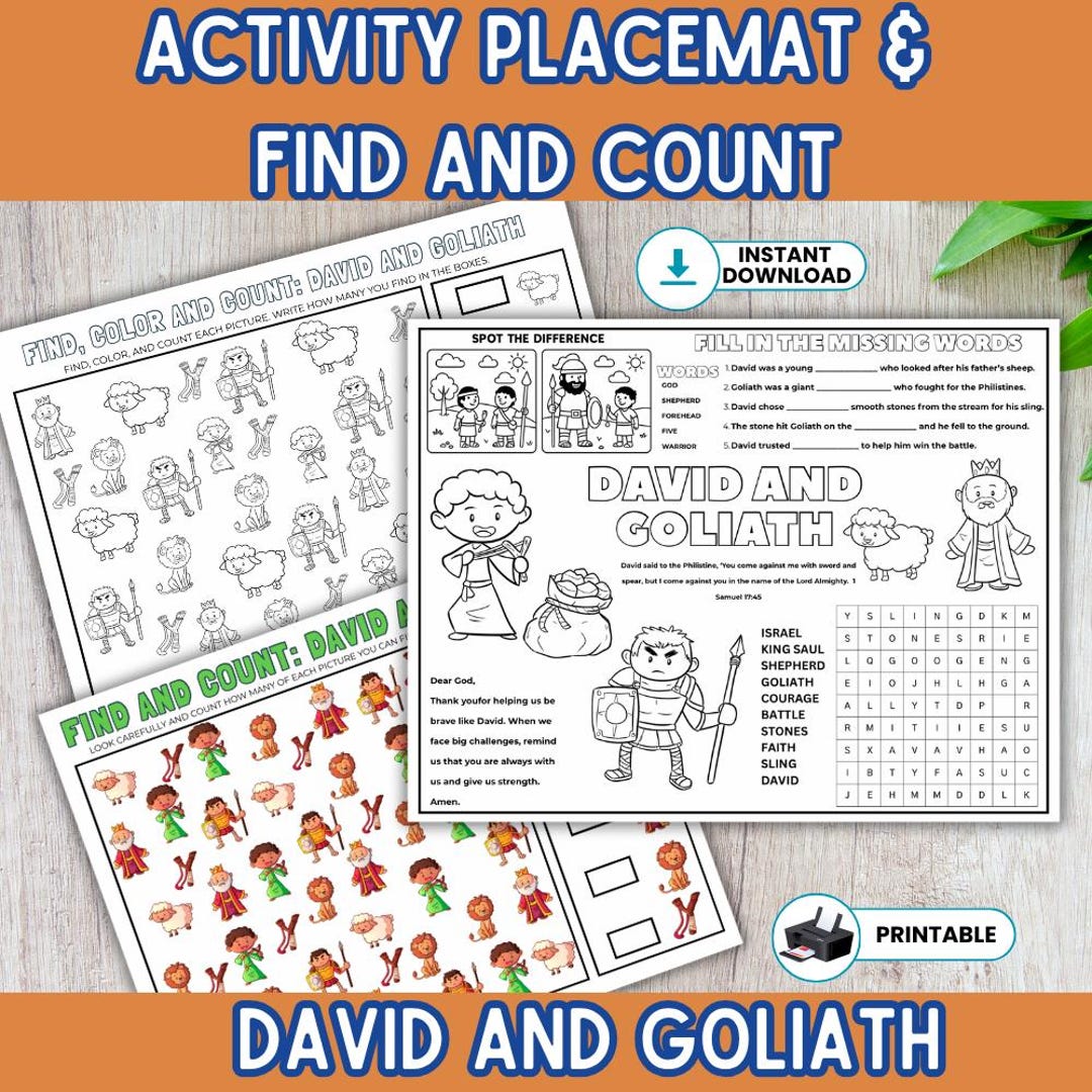 David and Goliath Bible Activity Sheet | Printable Sunday School ...