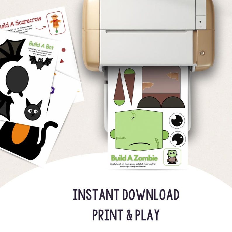 Halloween Craft Bundle, 5 Cut and Paste Activities, Kids Printable ...