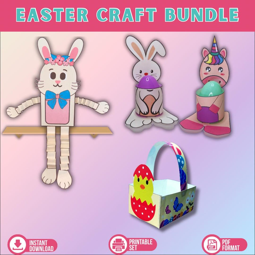 Easter Craft Bundle for Kids Printable | Bunny Craft, Easter Basket ...