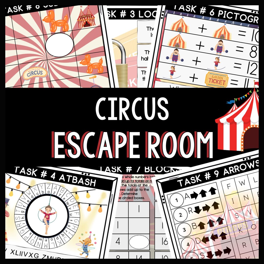 Circus Themed Escape Room Printable for Kids Aged 7 to 12 Fun Birthday ...