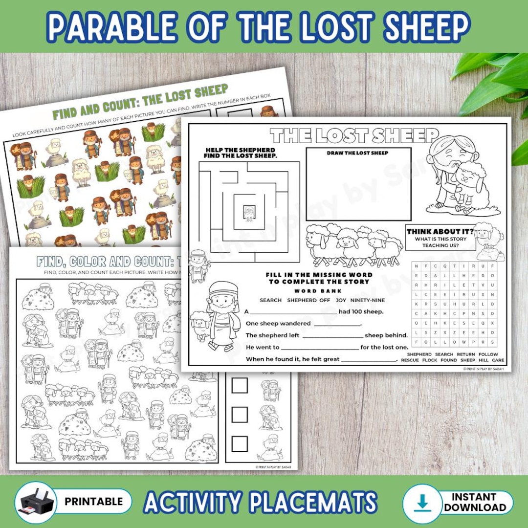 Parable of the Lost Sheep Christian Activities for Kids | Printable ...