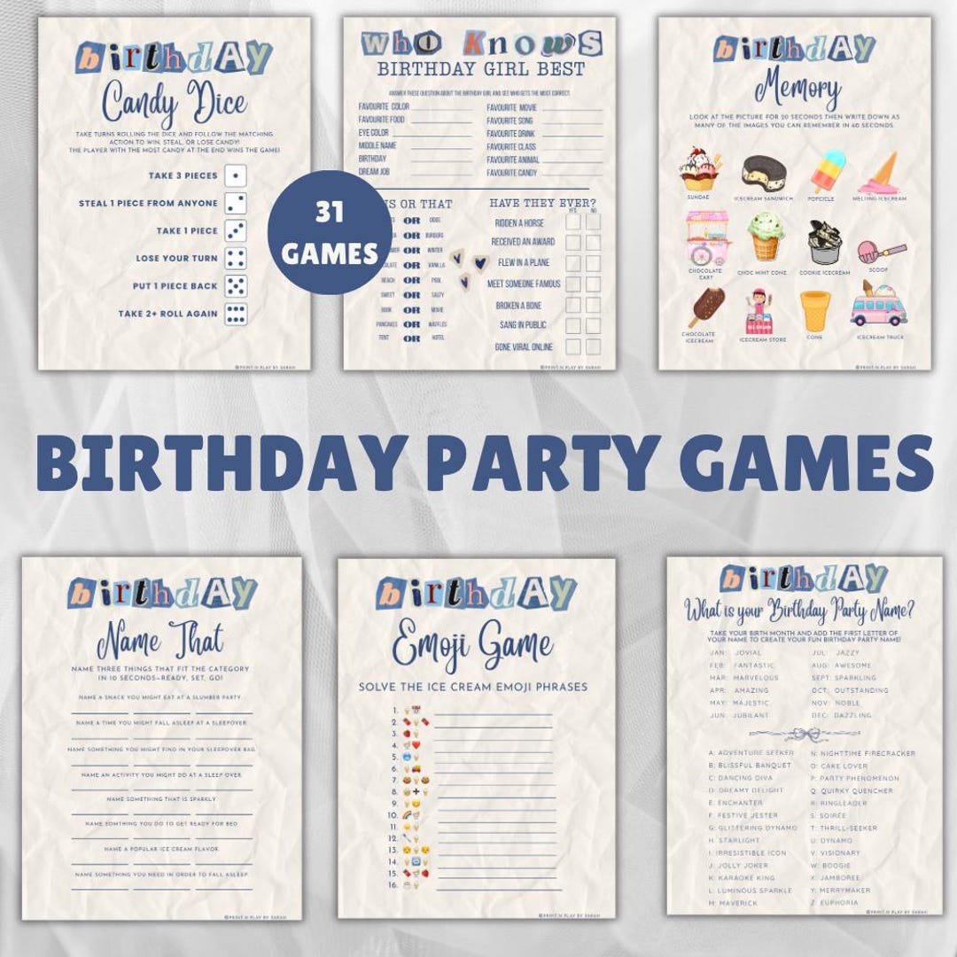 Printable Birthday Party Games Bundle – 31 Fun Party Games for Kids ...