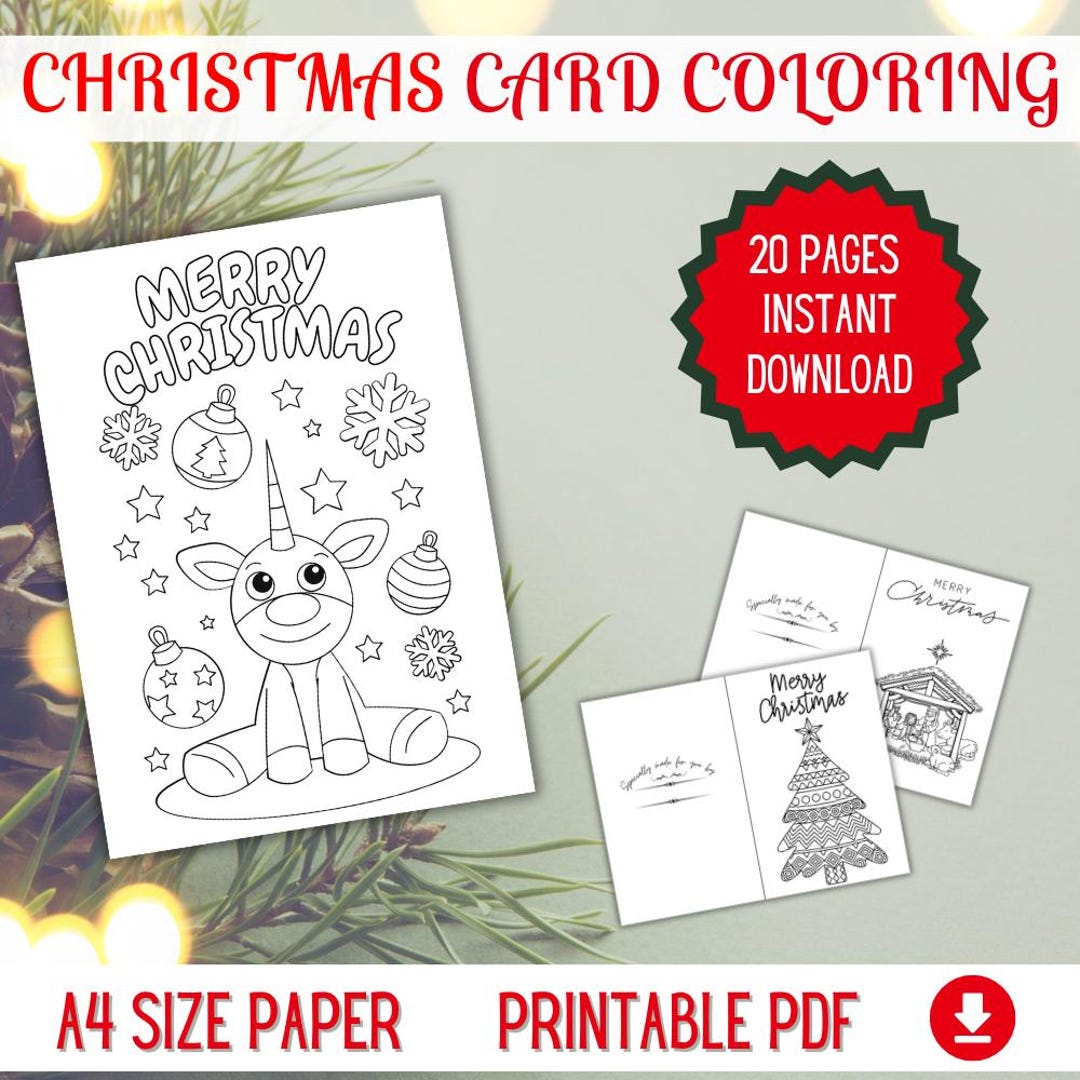 Printable Coloring Christmas Cards for Kids, DIY Holiday Cards to Color ...