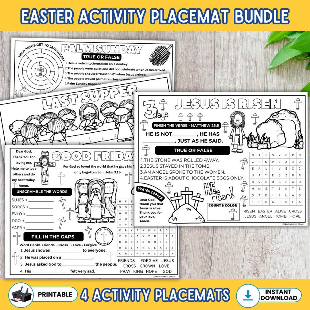 Christian Easter Activity Bundle for Kids | Palm Sunday, Last Supper ...