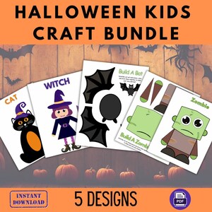 Halloween Craft Bundle, 5 Cut and Paste Activities, Kids Printable ...