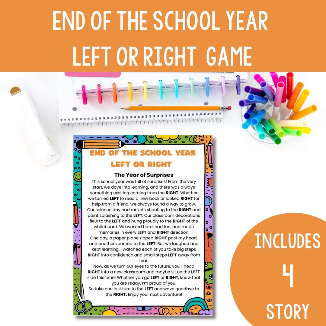 End of the Year Left & Right Game Classroom Party Game, End of Year ...