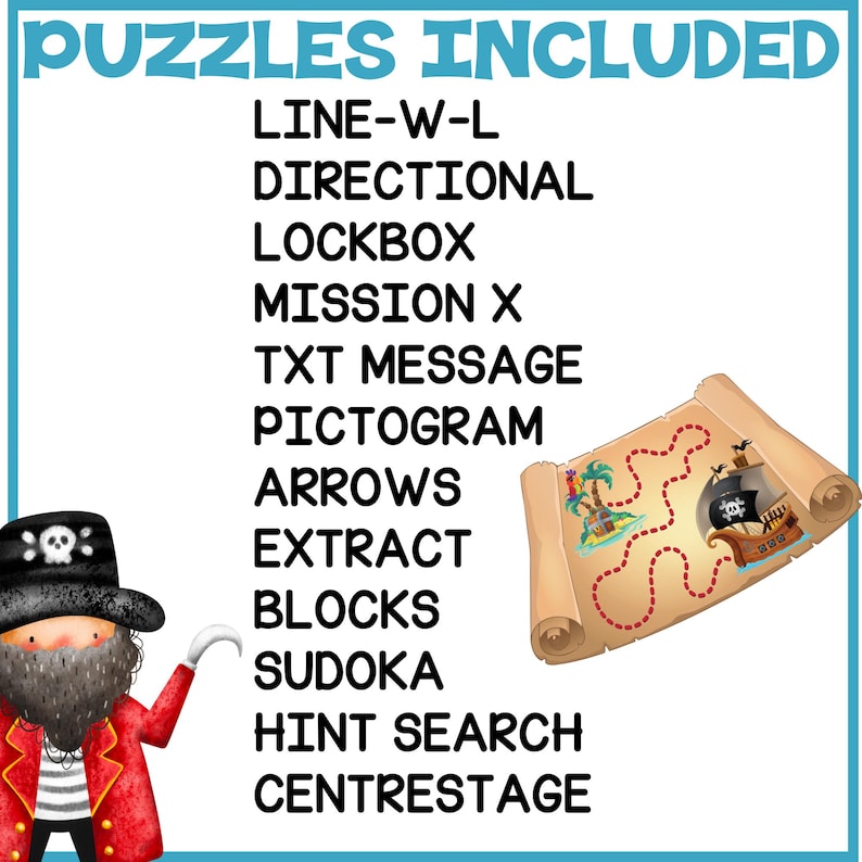 Pirate Escape Room Printable for Kids Aged 7 to 12 Fun Birthday Party ...