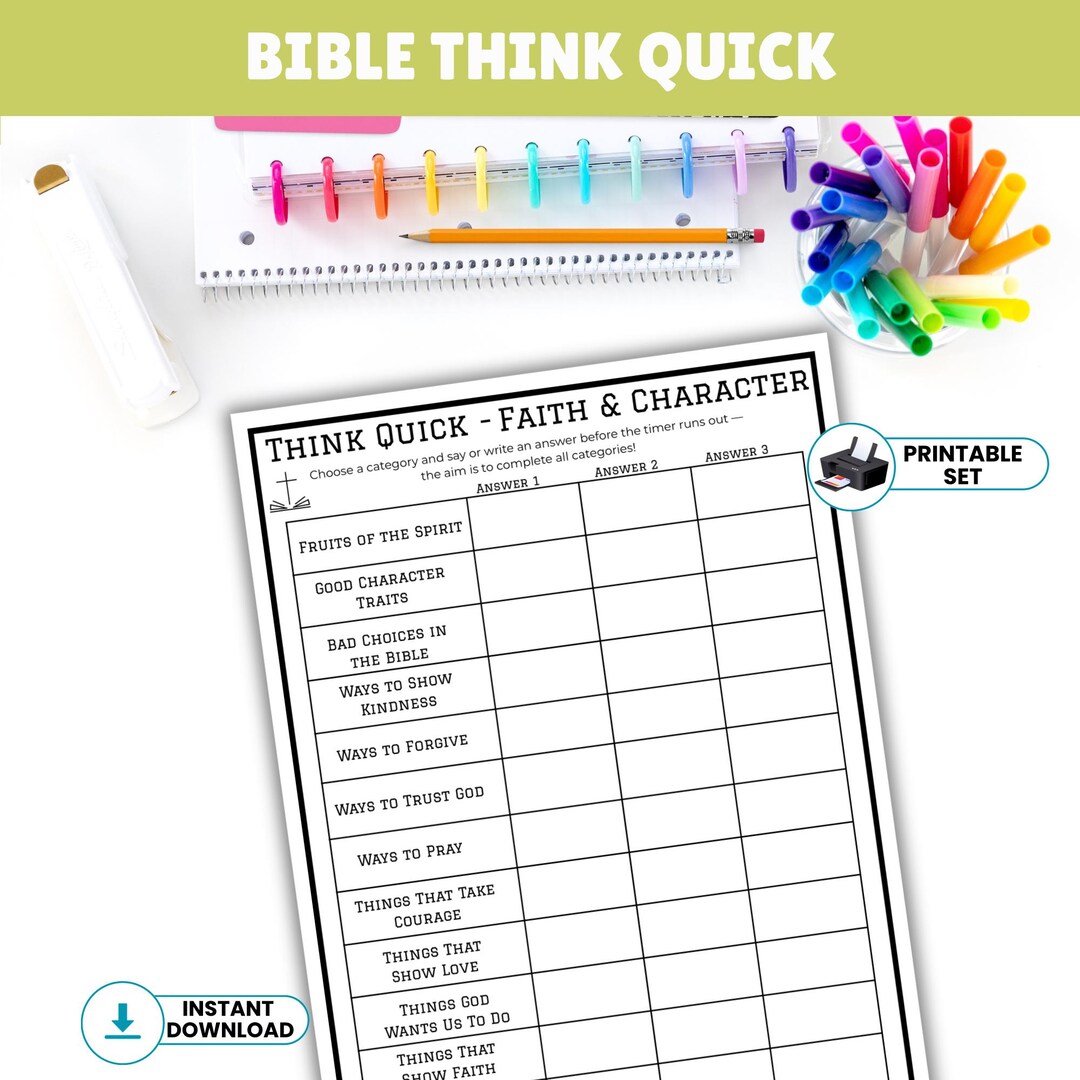 Think Quick Bible Game for Kids | Christian Party Game | Sunday School ...