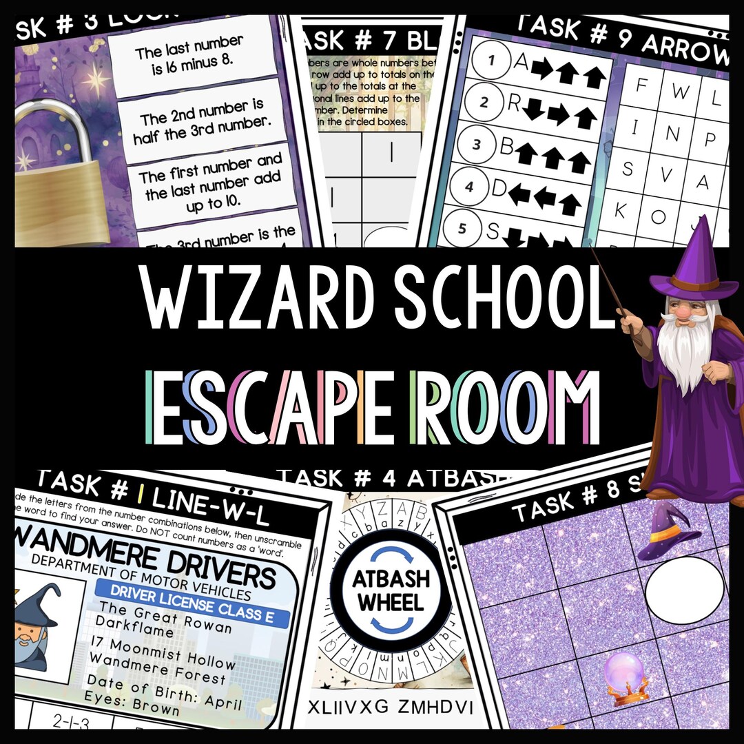 Wizard School Escape Room Party Game Night Activity Pack Low Cost ...