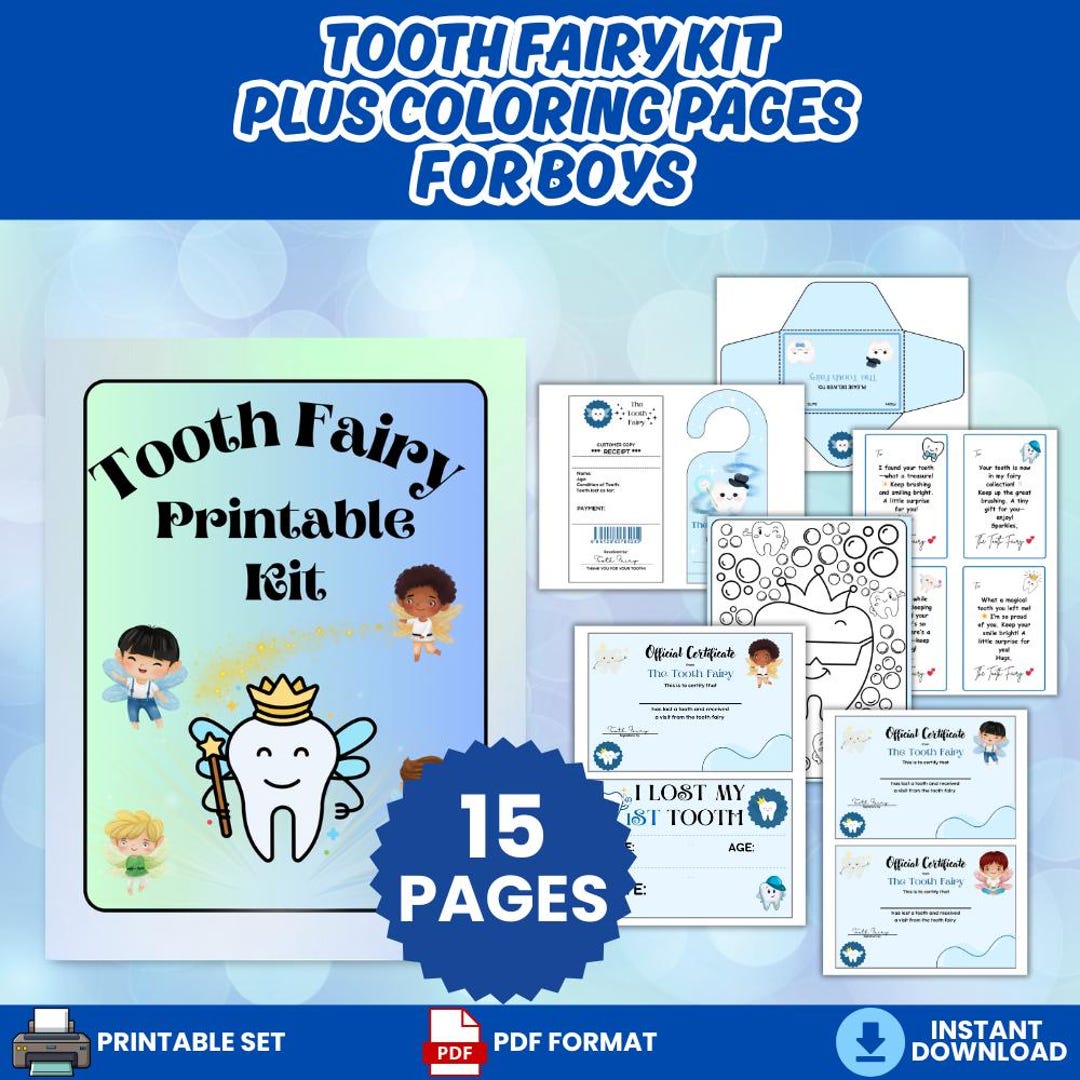 Tooth Fairy Kit for Boys Printable | Letters, Receipts, Certificates ...