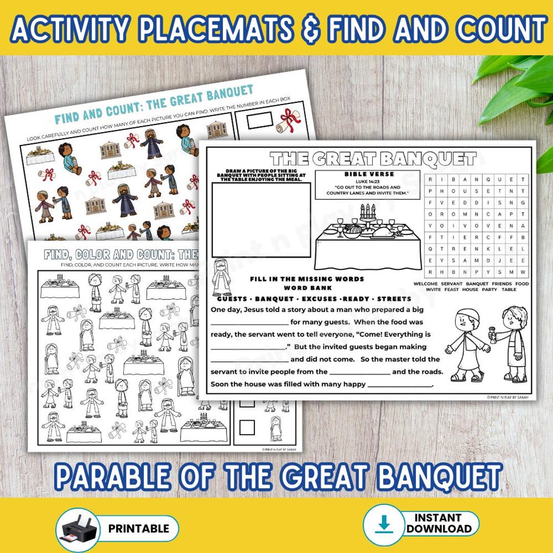 Parable of the Great Banquet Activity Placemat for Kids | Printable ...