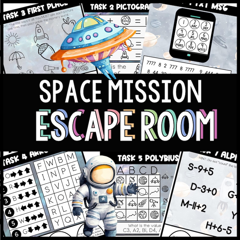 Space Escape Room Printable for Kids Aged 7 to 12 Fun Birthday Party ...