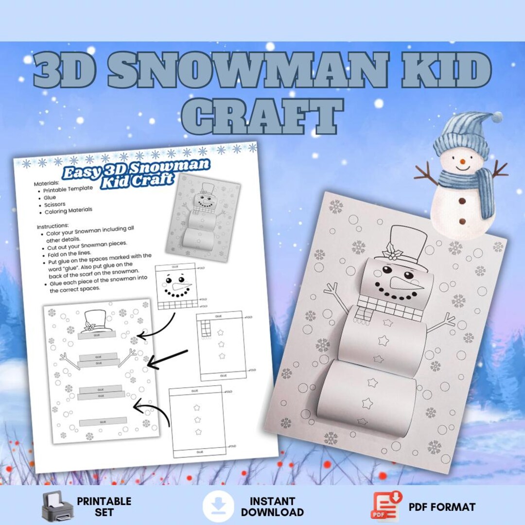 3D Snowman Craft Printable | Easy Winter Kids Craft | Cut and Fold ...