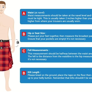 Russell Modern Tartan Kilt - Traditional Highland Heavyweight 16 Oz 8 ...