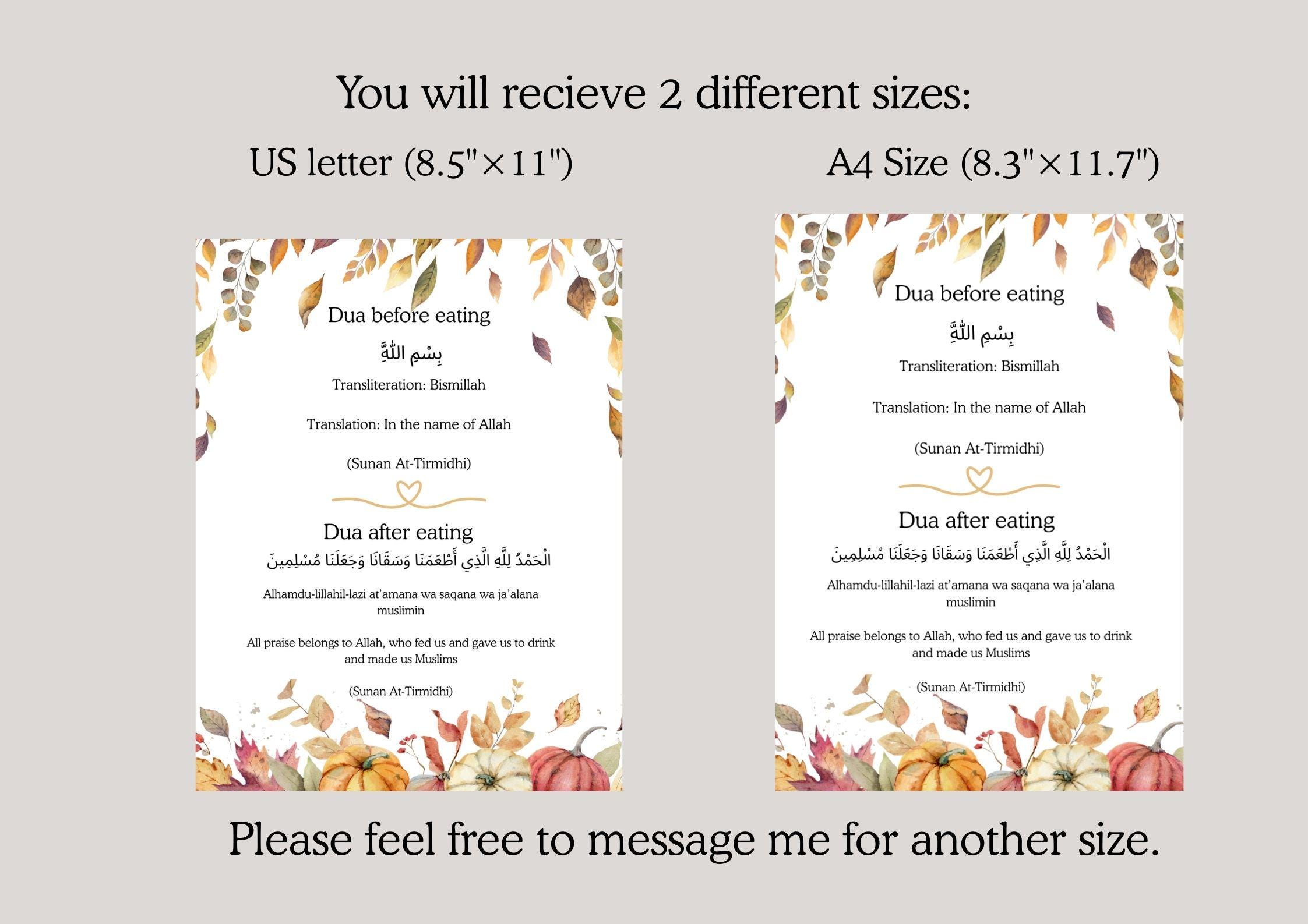 Printable Eating Dua, Eating Dua Print Out, Islamic Dua, Print Dua for ...