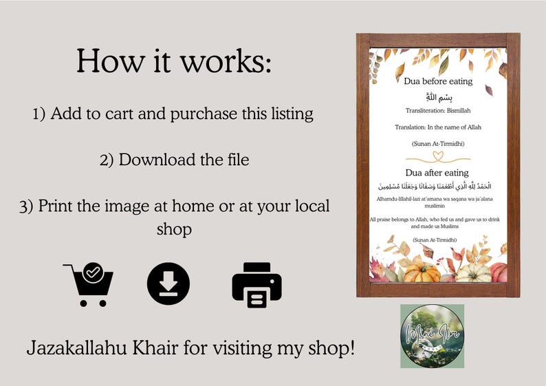 Printable Eating Dua, Eating Dua Print Out, Islamic Dua, Print Dua for ...