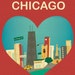 Chicago Skyline Art Heart Print, Chicago Wall Art, Chicago Wedding ...