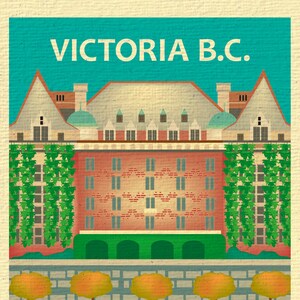 Victoria Print, Victoria B.C. Skyline, Victoria B.C. Art, Canada Print ...