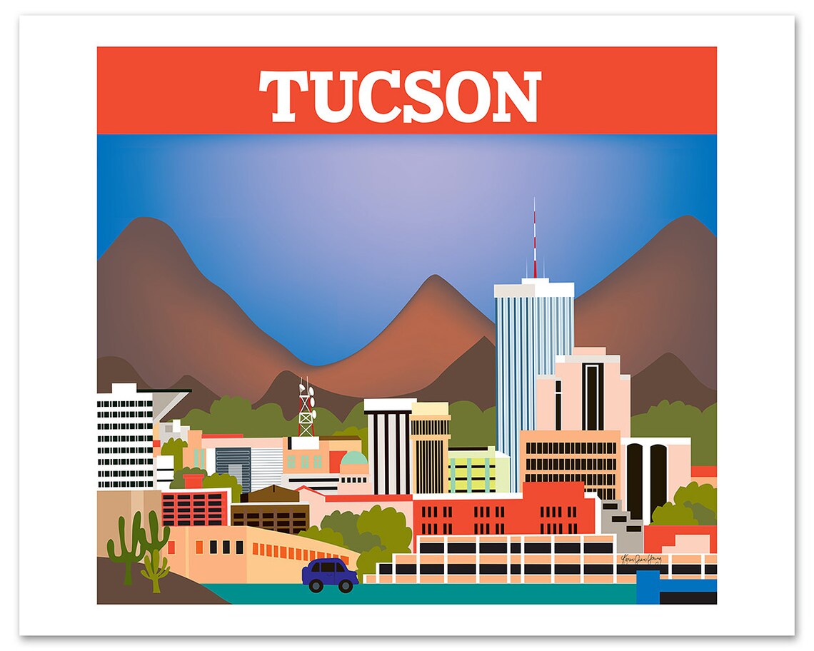 Tucson Skyline Art Print Tucson Wall Art Tucson City Tucson | Etsy