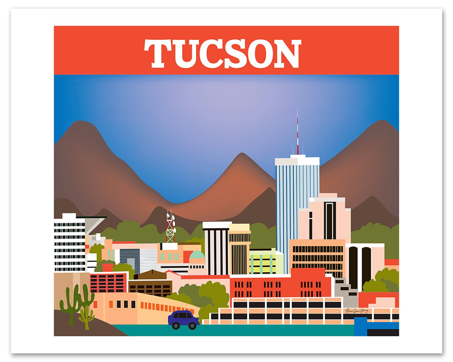 Tucson Skyline Art Print Tucson Wall Art Tucson City Tucson | Etsy