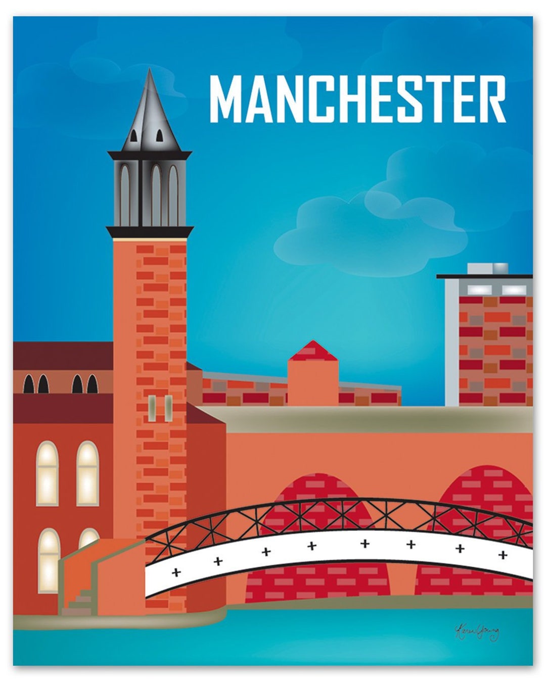 Manchester U.K. Vertical Print, Manchester Bridge, UK Wall Art ...